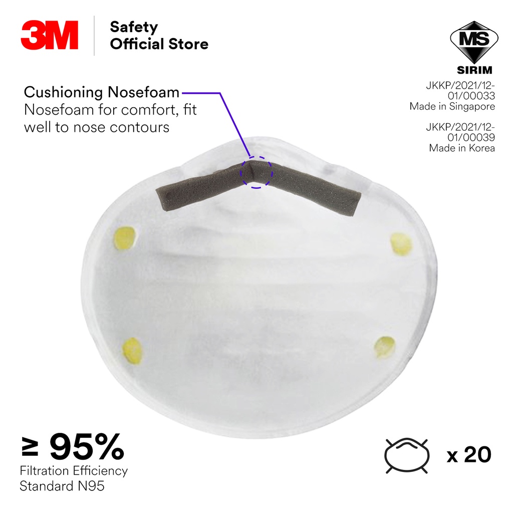 3M™ 8210 N95 Particulate Disposable Respirator (20 Pcs/Box) / N95 Mask/ Haze/ Dust/ PSD_ DR ...