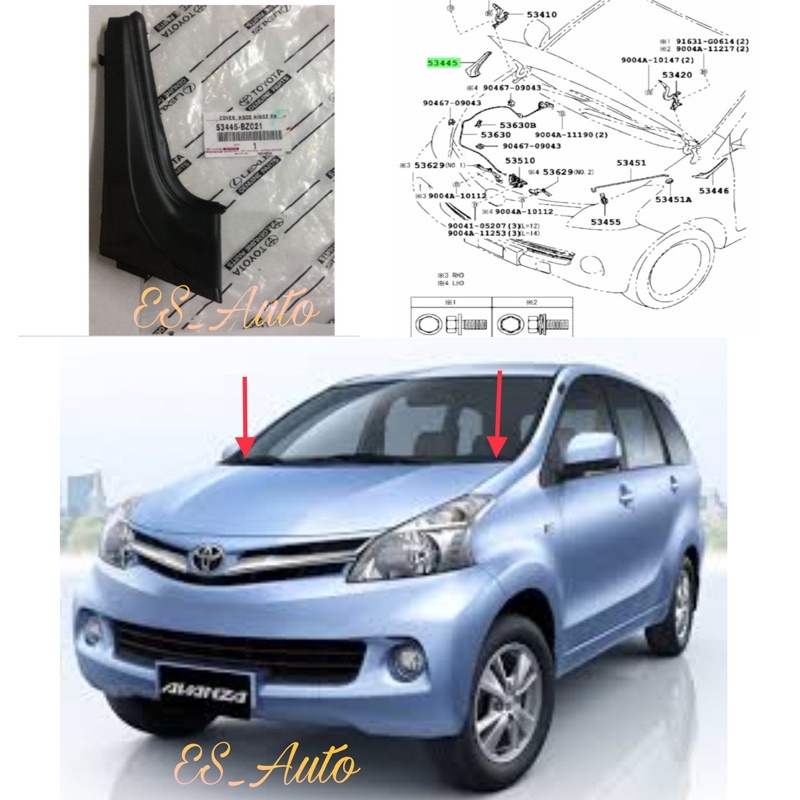 * TOYOTA F651 AVANZA 2012 FRONT WINDSREEN WIPER GRILLE SIDE COVER, SEAL ...