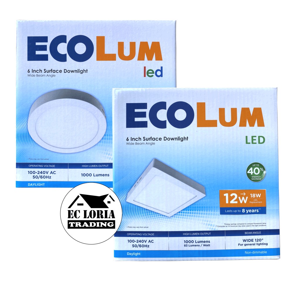 Ecolum Surface Mounted LED Downlight 12W (Round and Square) | Shopee ...