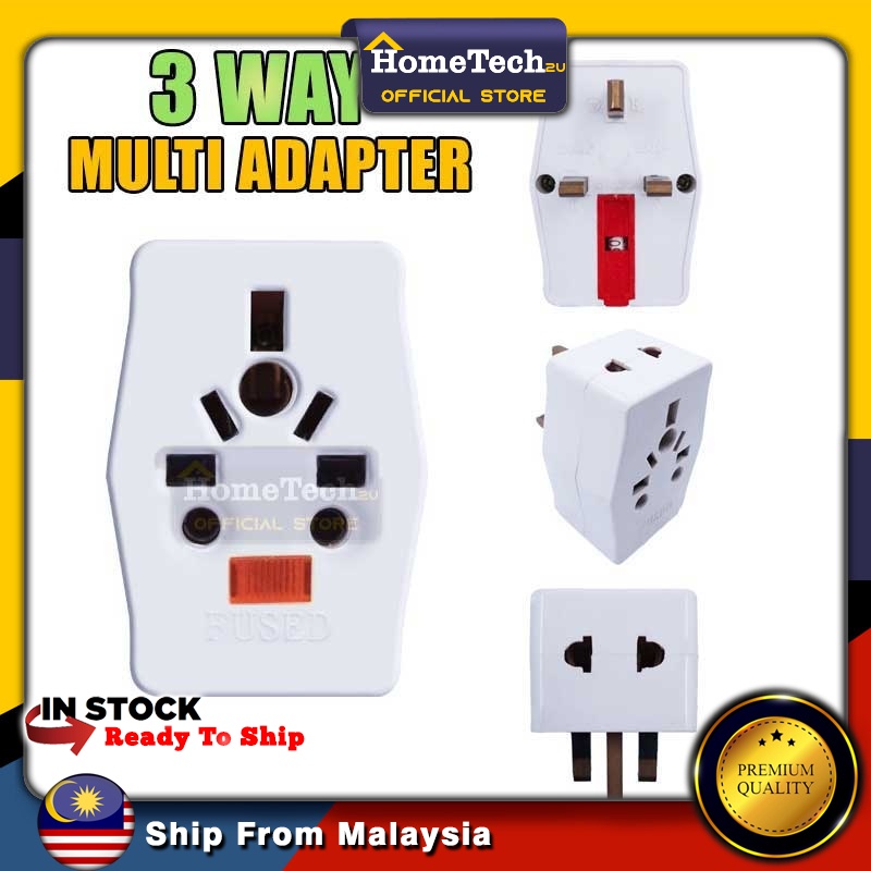 MULTI 3 Way Adapter 13A Multi Universal Socket Adaptor Travel Extension ...