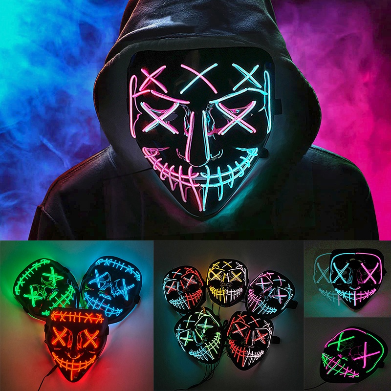 LED Mask Glowing Halloween Party Mask Rave Mask Carnival Party Costume ...