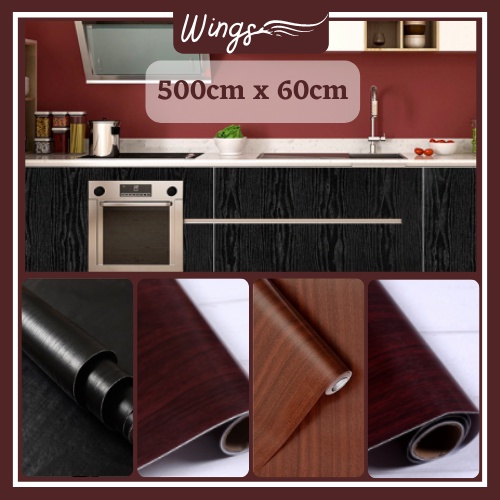 WING Wood Grain PVC Wallpaper Furniture Sticker Home Decor Kabinet ...
