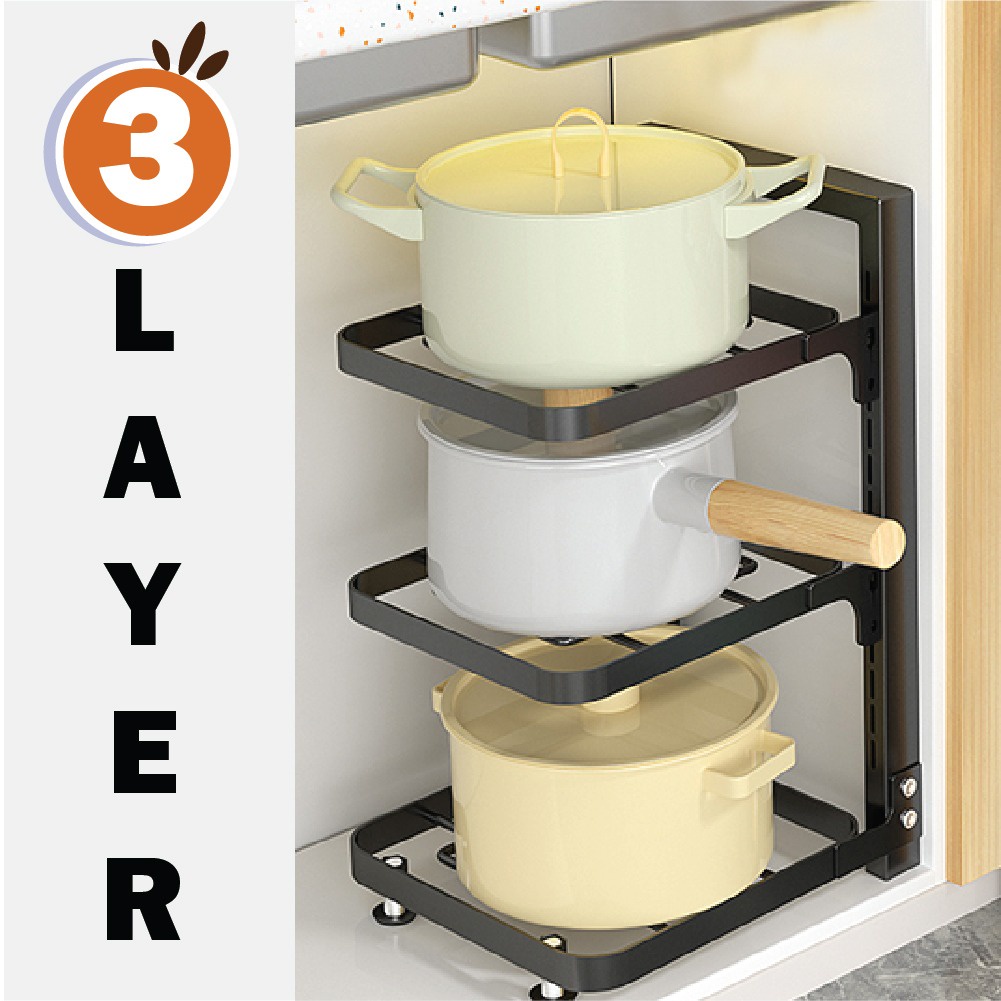 Rak Periuk Kuali Penutup Dapur Pot Wok Rack Pan Organizer Adjustable ...