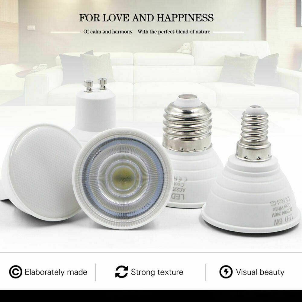 AC 220V LED Bulb E27 E14 MR16 GU10 6W Lamp Spotlight Condenser Diffusion Spot Light | Shopee ...