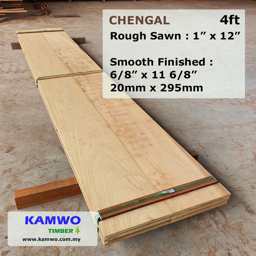 Chengal Timber (Rough, S4S, E4E, E2E) - 1" x 12" x 4ft - ( Kayu Cengal ...