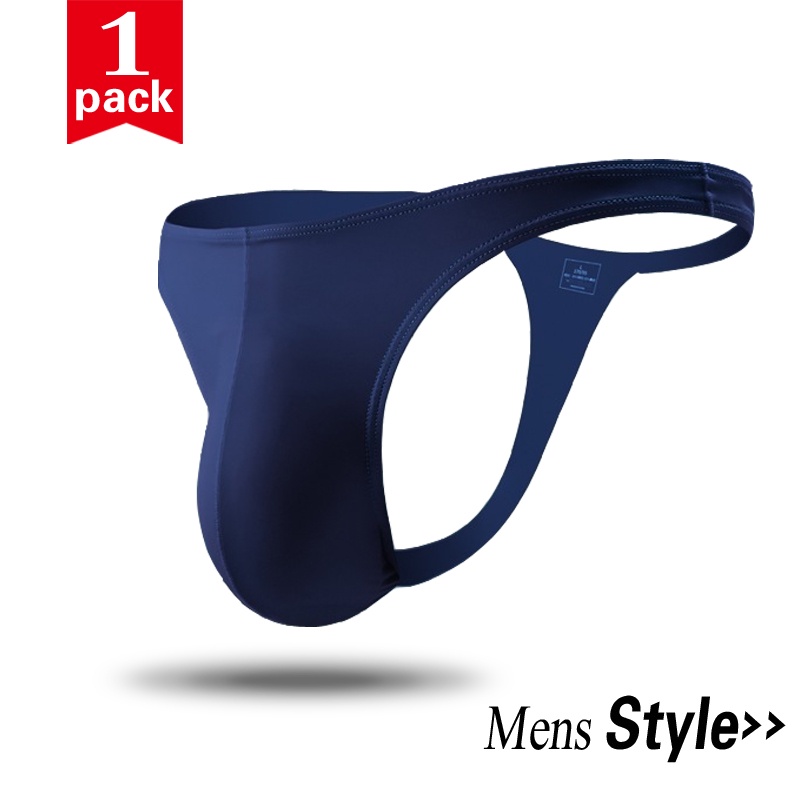 Mens Thong Low Waist Solid Color U Convex Stretch Tight Sexy T