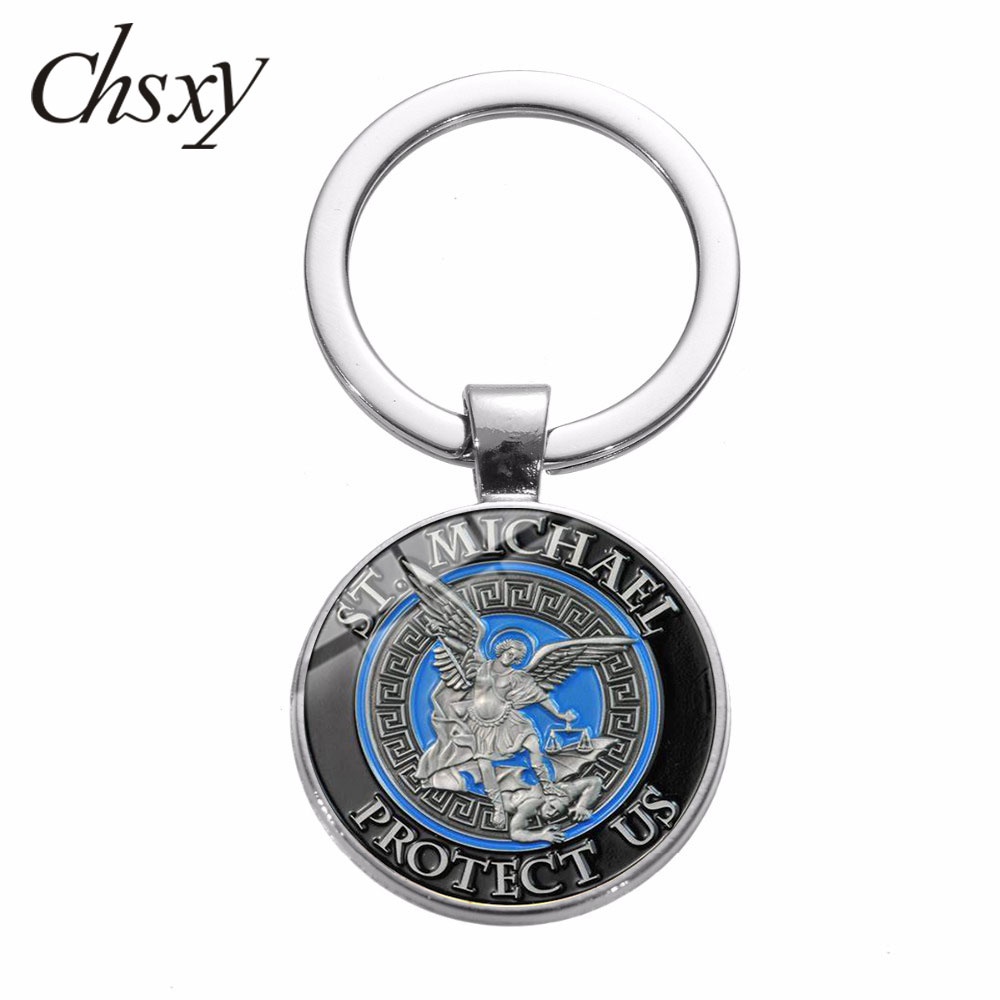 Hot Archangel St.Michael Key Chain Protect Me Saint Shield Angel ...