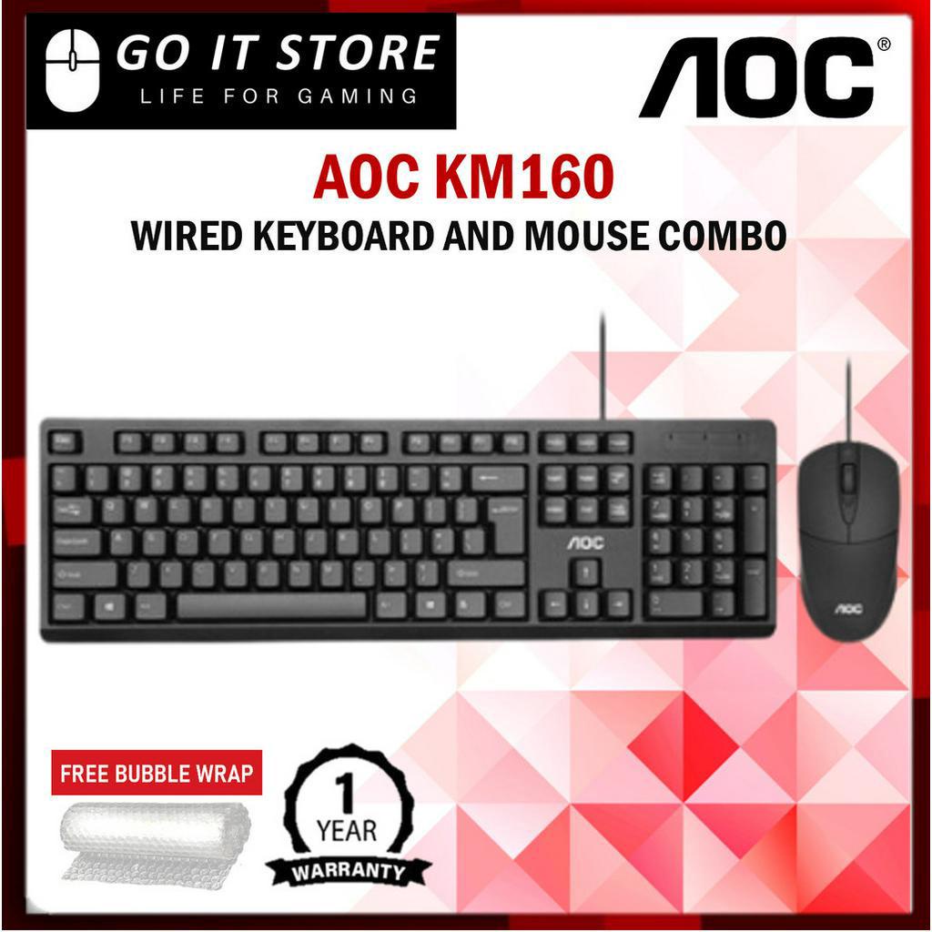 AOC KM160 Wired / KM210 Wireless Keyboard and Mouse | Shopee Malaysia