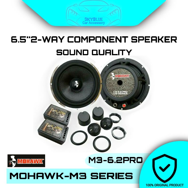 100% Original MOHAWK Car Audio MOHAWK-3 SERIES 6.5 inch 2-Way PRO Component Speaker, 300W - 22M3 ...