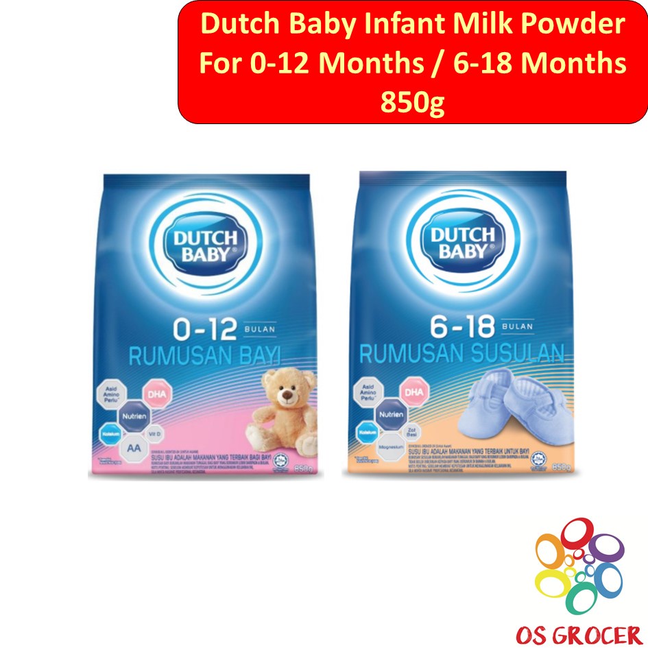Dutch baby Milk Powder For 0 to 6 Months / 6 To 18 Months 850g | Shopee ...