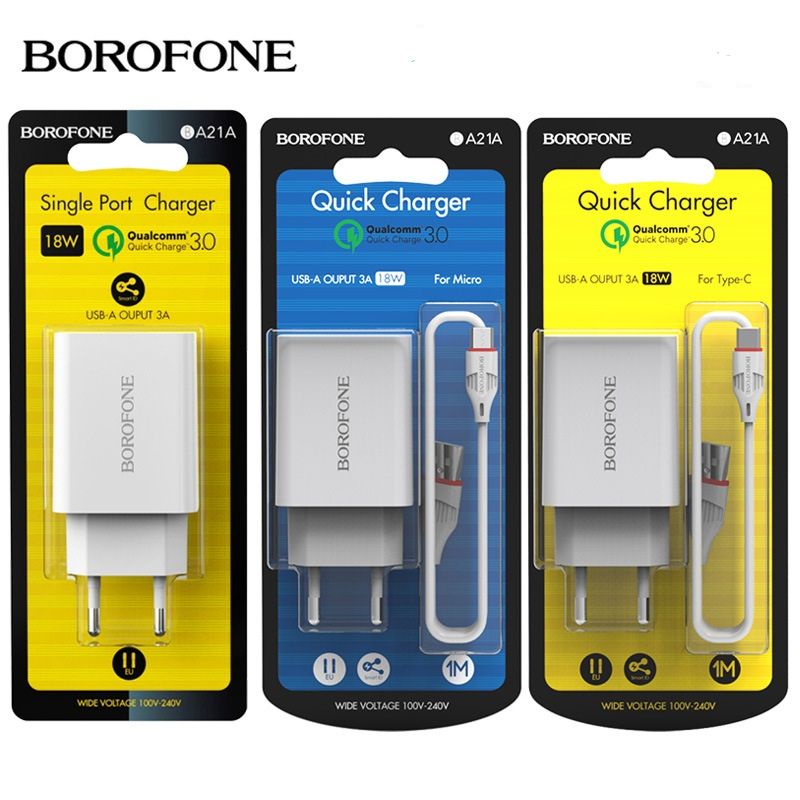 BOROFONE Fast Charger With USB Cable Set For Micro/ Type-C | Shopee ...