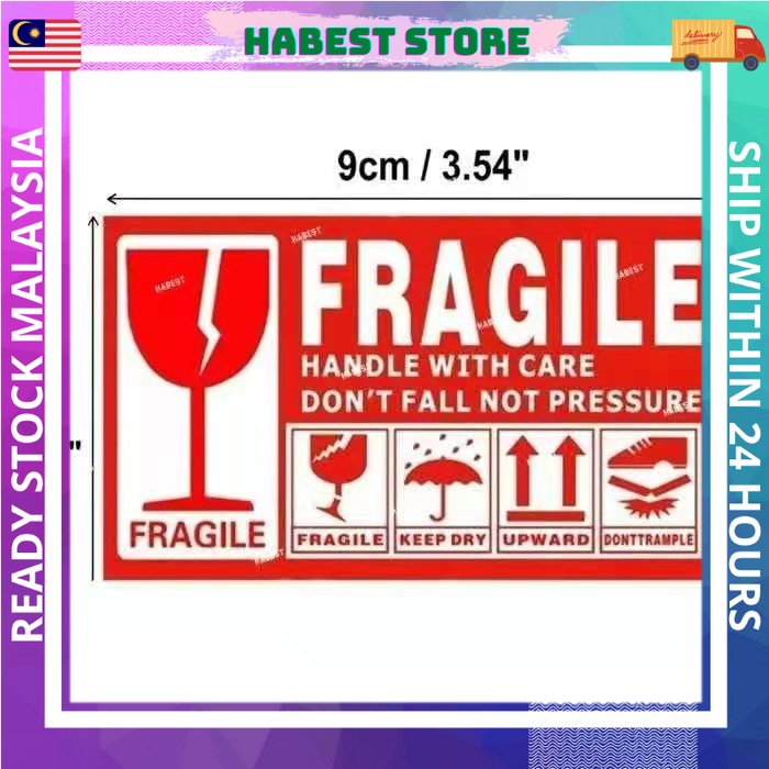 [60pcs / 120pcs] Fragile Sticker 9x5cm Warning Label Sticker Packing ...