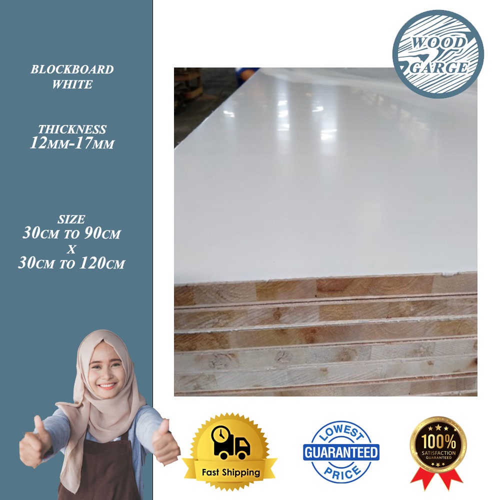 [ Block Board 18mm Double Side White ] 🌲 Table Top Shelf Board Papan ...