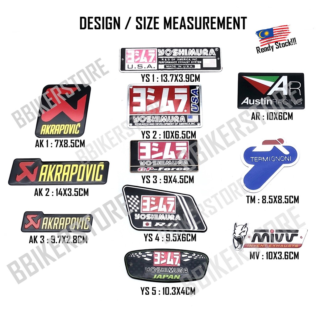 EMBLEM MUFFLER EXHAUST LOGO DECAL STICKER METAL PLATE AKRAPOVIC ...