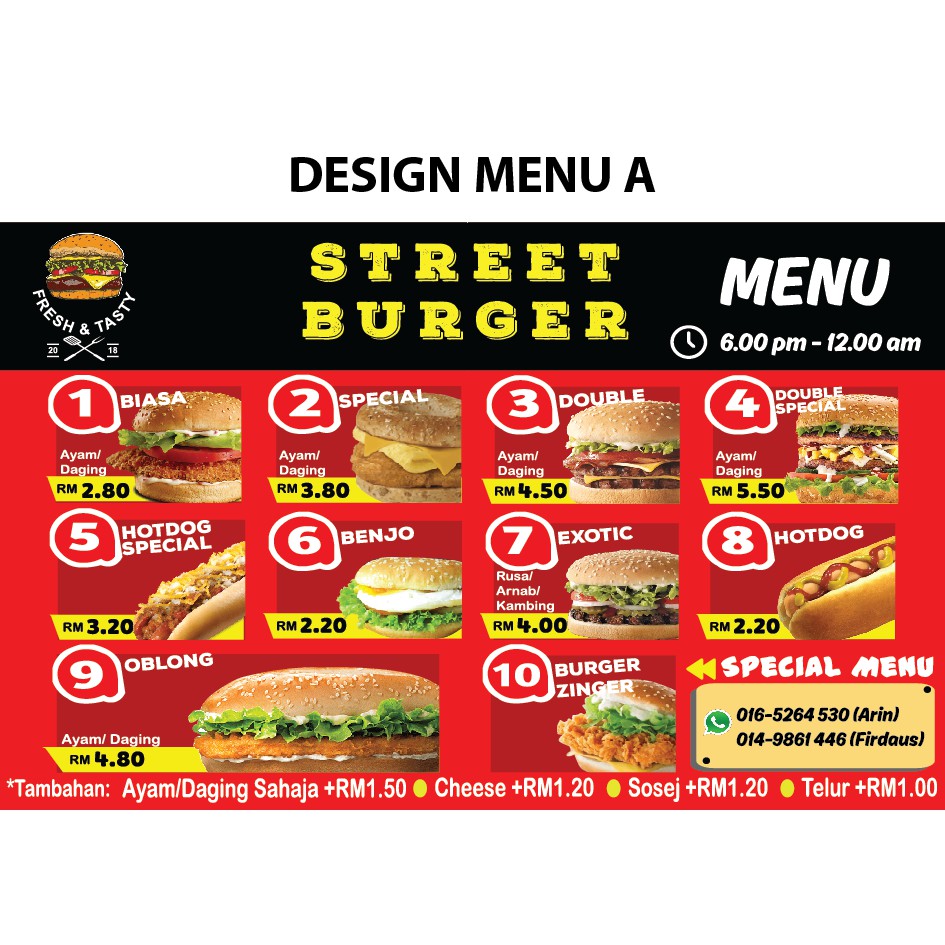 STICKER MENU STALL BURGER | Shopee Malaysia