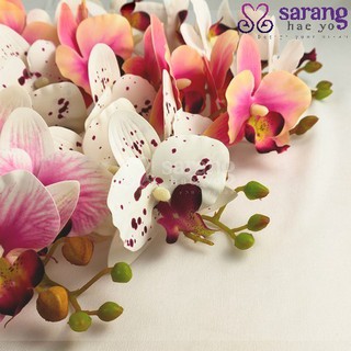 Artificial 7 Heads Small Orchid Latex 3D Hand Bouquet Bunga Orkid 3D ...