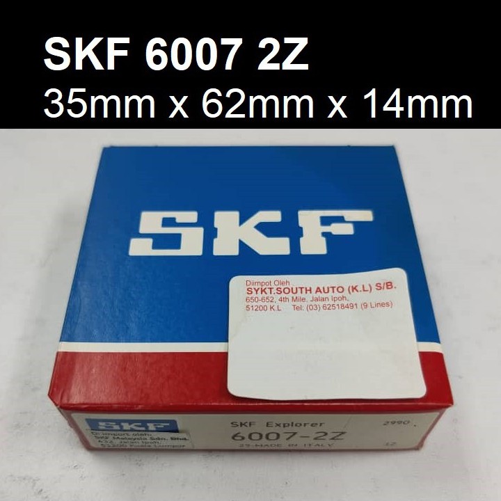 SKF Bearing 6007 2Z Metal Sealed 35x62x14 Original | Shopee Malaysia