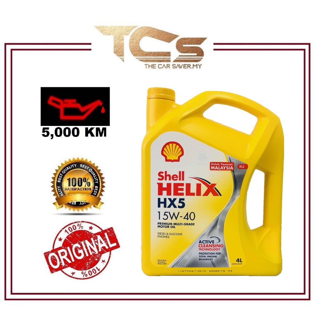 SHELL Helix HX5 15W40 Engine Oil API SN+ SN/CF A3/B3 (4L) Pasaran ...