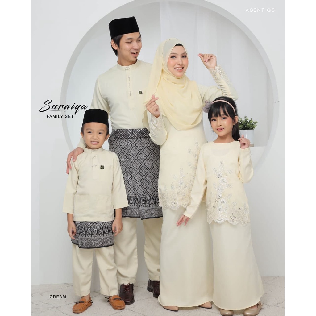 BAJU RAYA SET FAMILY/SURAIYA CREAM/FAMILY SETS/ RAYA SEDONDON/BAJU ...