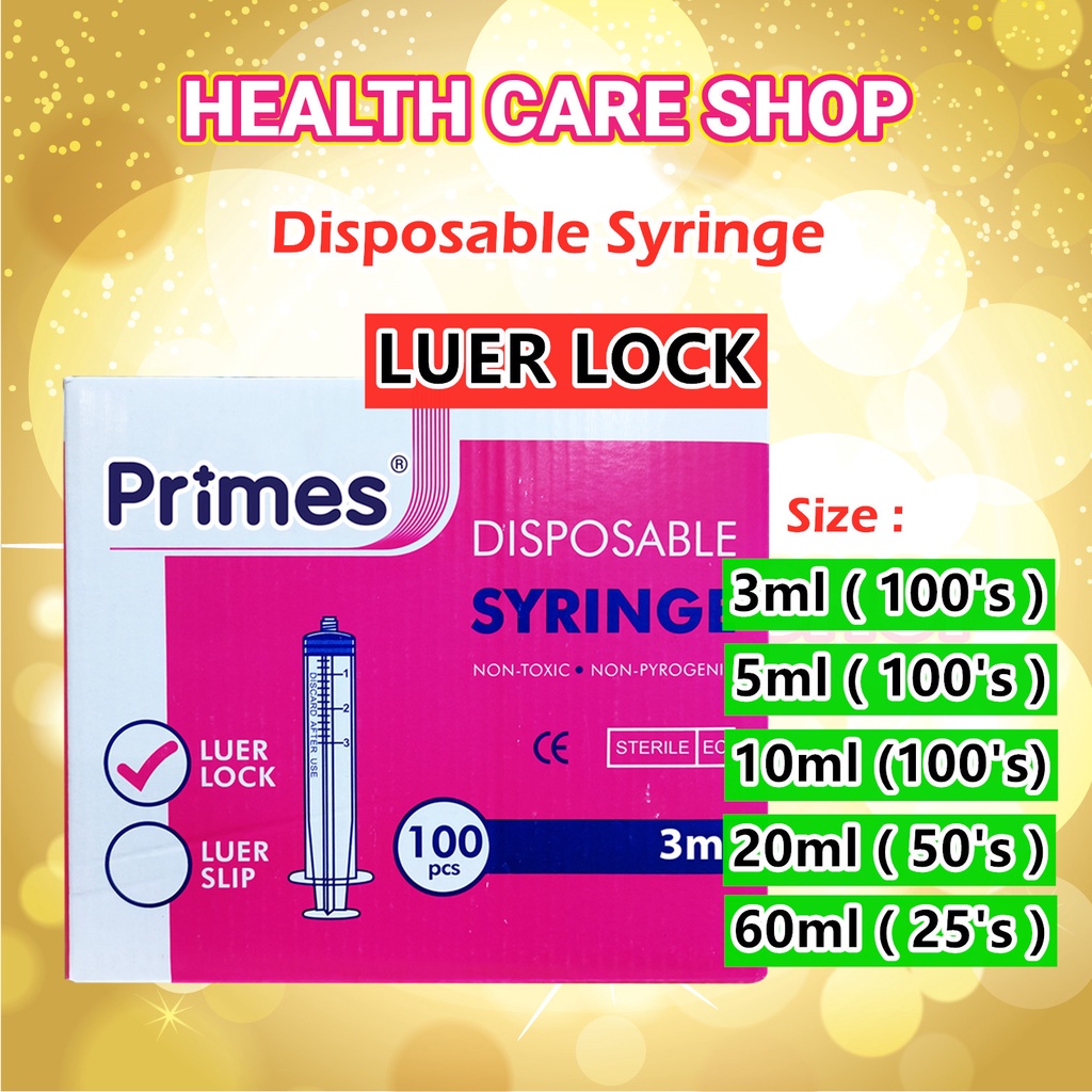 Disposable Syringe Without Needle Luer Slip & Luer Lock ( 1ml/3ml/5ml/10ml/20ml/60ml ) | Shopee ...