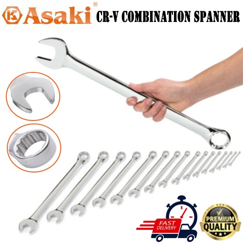 ASAKI JAPAN CR-V COMBINATION SPANNER WRENCH / COMBI SPANNER CR-V STEEL ...