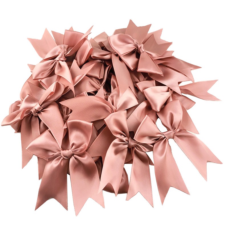 (30pcs) Fresh Pink Ribbon Bows Polyester Satin Bow Flower DIY Craft ...