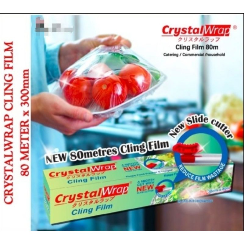 CRYSTAL WRAP CLING FILM 30CM X 8M# CATERING FILM#WITH NEW SLIDE CUTTER# ...