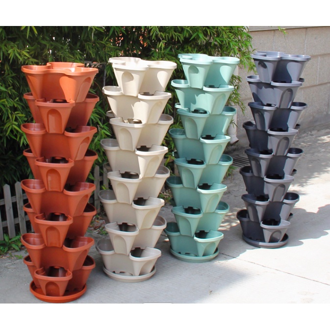 Stackable Plant Pots/Pasu Bertingkat/Triangle plant pot/vertical tower ...