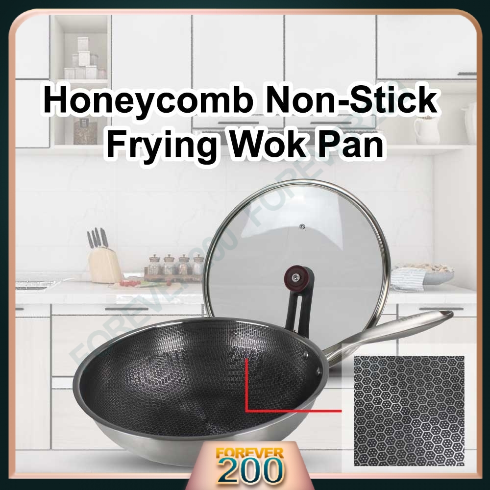 Honeycomb non stick 32 CM Frying Wok Pan High Quality Stainless Steel ...