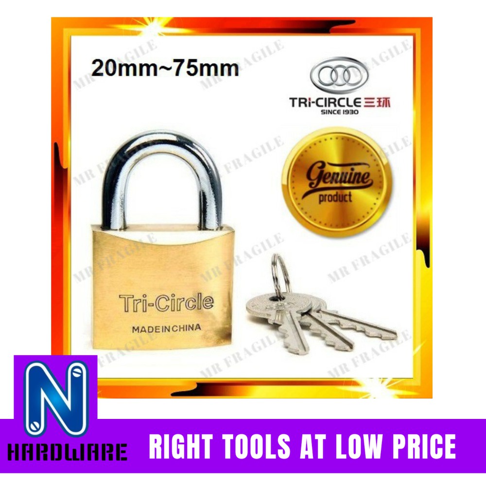 TRI-CIRCLE BRASS PADLOCK (TRICIRCLE) | Shopee Malaysia
