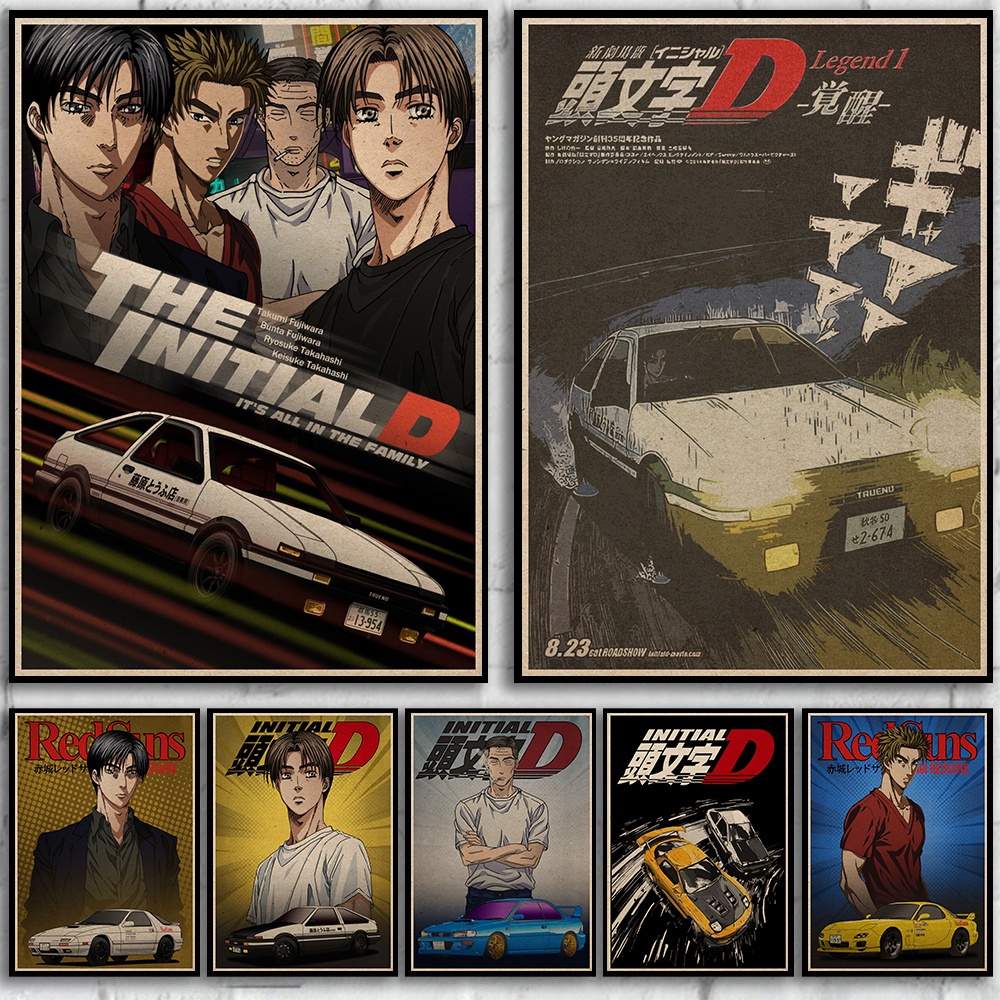 Anime Initial D High Quality Retro Poster Kraft Paper Decoration Family ...