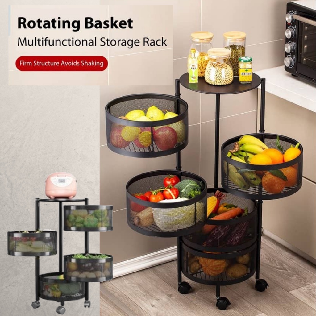 [Ready Stock] Multipurpose 4/5 Tier Kitchen Storage Rack with Rotating ...