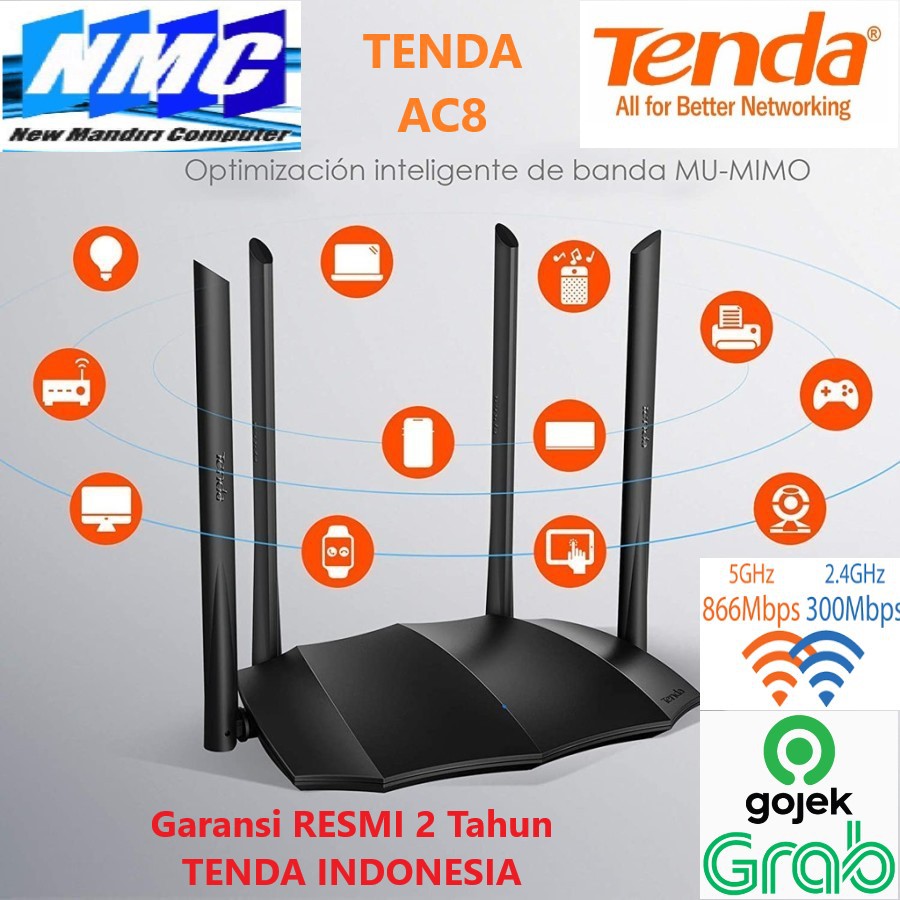 TENDA Tent AC8 AC1200 IPv6 Dual-Band Gigabit Wireless Router Wifi ...