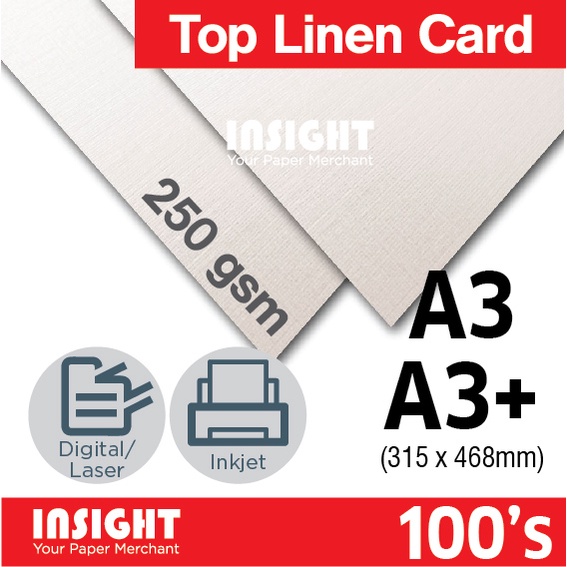 TOP LINEN Card 250gsm 100's A3 A3+ Texture Card Uncoated Card DIY gift ...