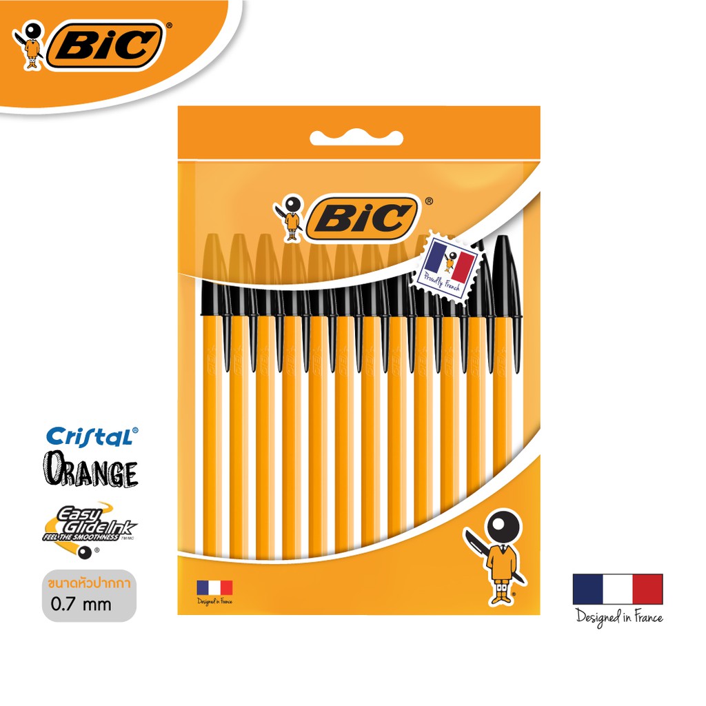 [Official Store] BIC Big Orange Pen Handle Ballpoint Black Ink Nib 0.7 ...