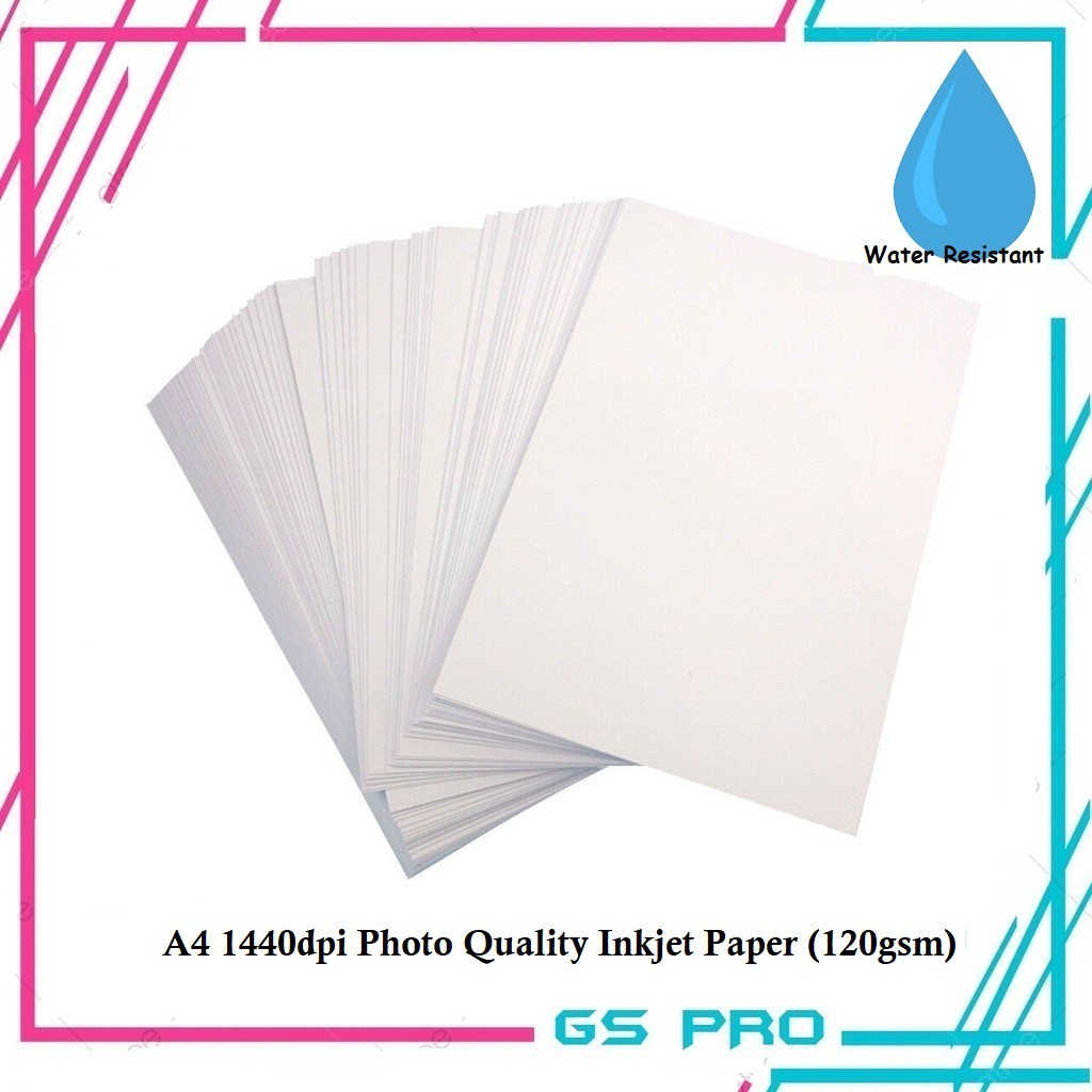 [GSPRO] A4 Photo Quality Inkjet Paper 1440dpi 120GSM - 50Sheets for ...