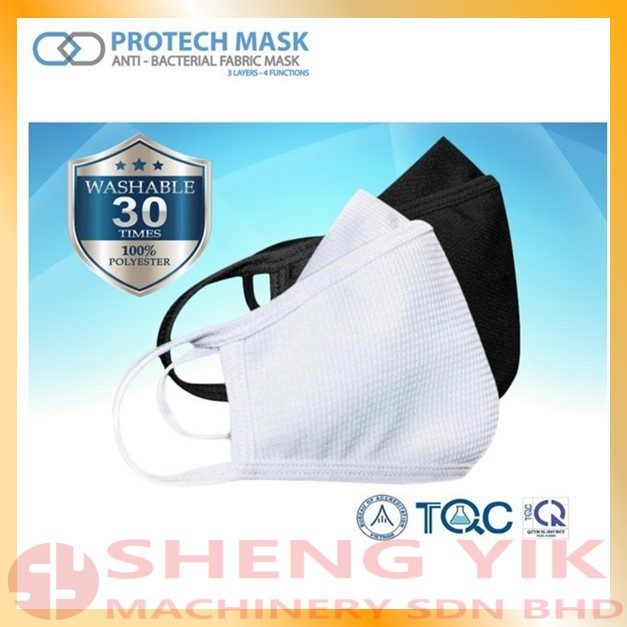 PROTECH Reusable Washable Fabric Antibacterial Face Mask, Certified, 3 ...