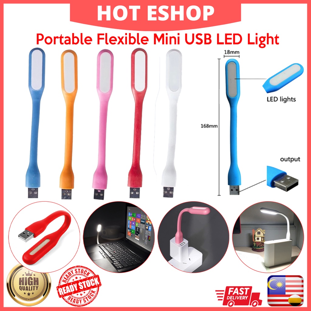 Portable flexible mini USB LED Light for laptop and power bank(Flexible & Ultra Bright) | Shopee ...