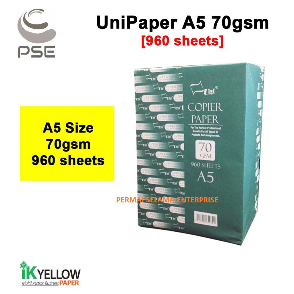 Uni Paper A5 Copier Paper 70gsm A5 PAPER (960sheets / pack) | Shopee ...