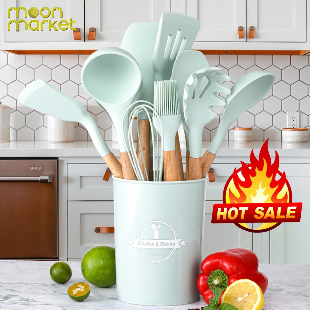 [READY STOCK] 12 Set Kitchen & Dining Silicone Set Cooking Tools. 12 ...