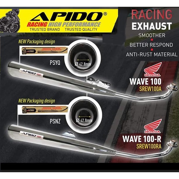 HONDA WAVE 100 WAVE 100-R WAVE 100R APIDO STD RACING EXHAUST - BIG HOLE ...
