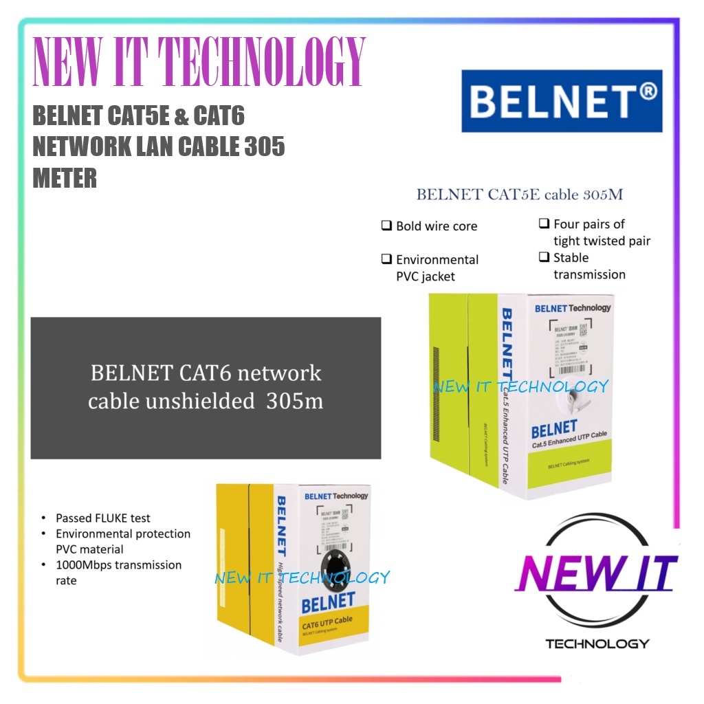 Belnet RJ45 LAN Network Cable CAT5E (CA368)&CAT6 Ethernet Patch Cord ...