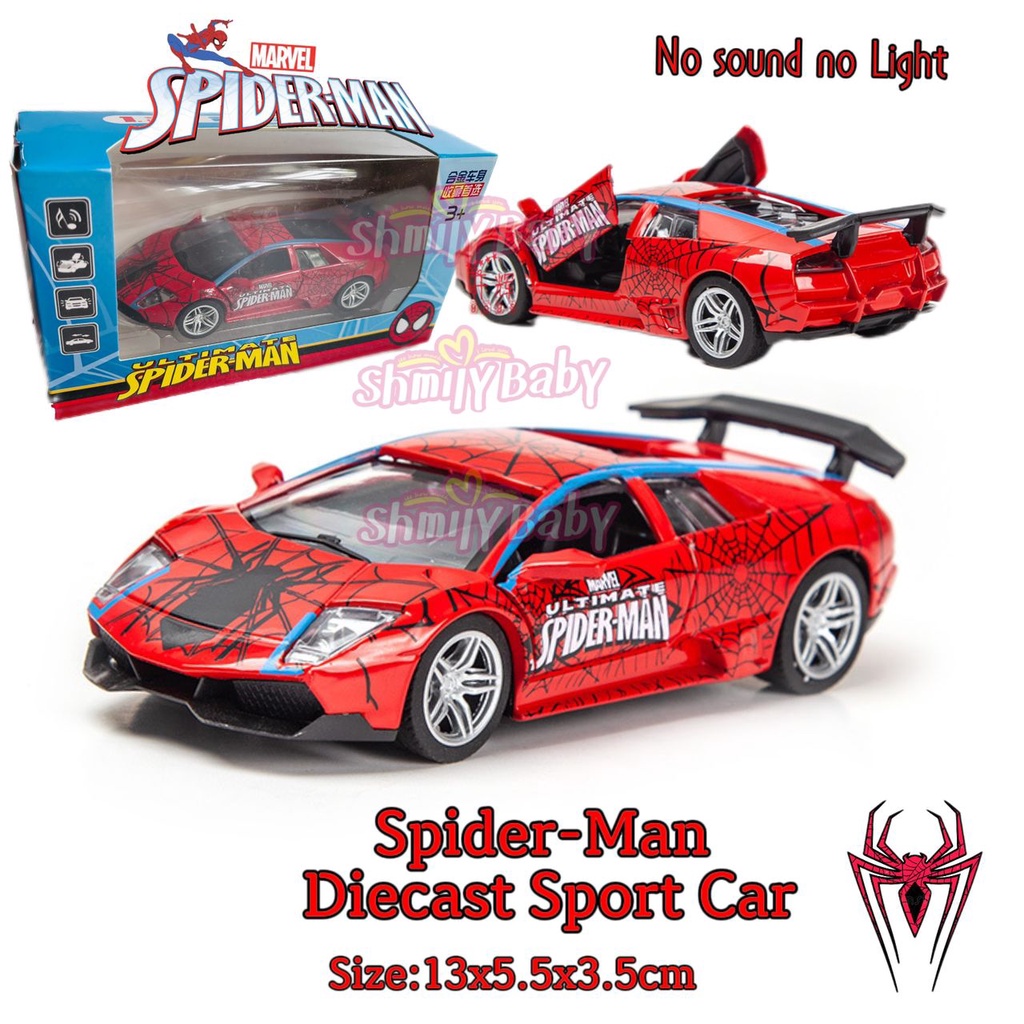 Diecast Spider-man car Simulation Spider-man Sport Car Kereta Besi ...