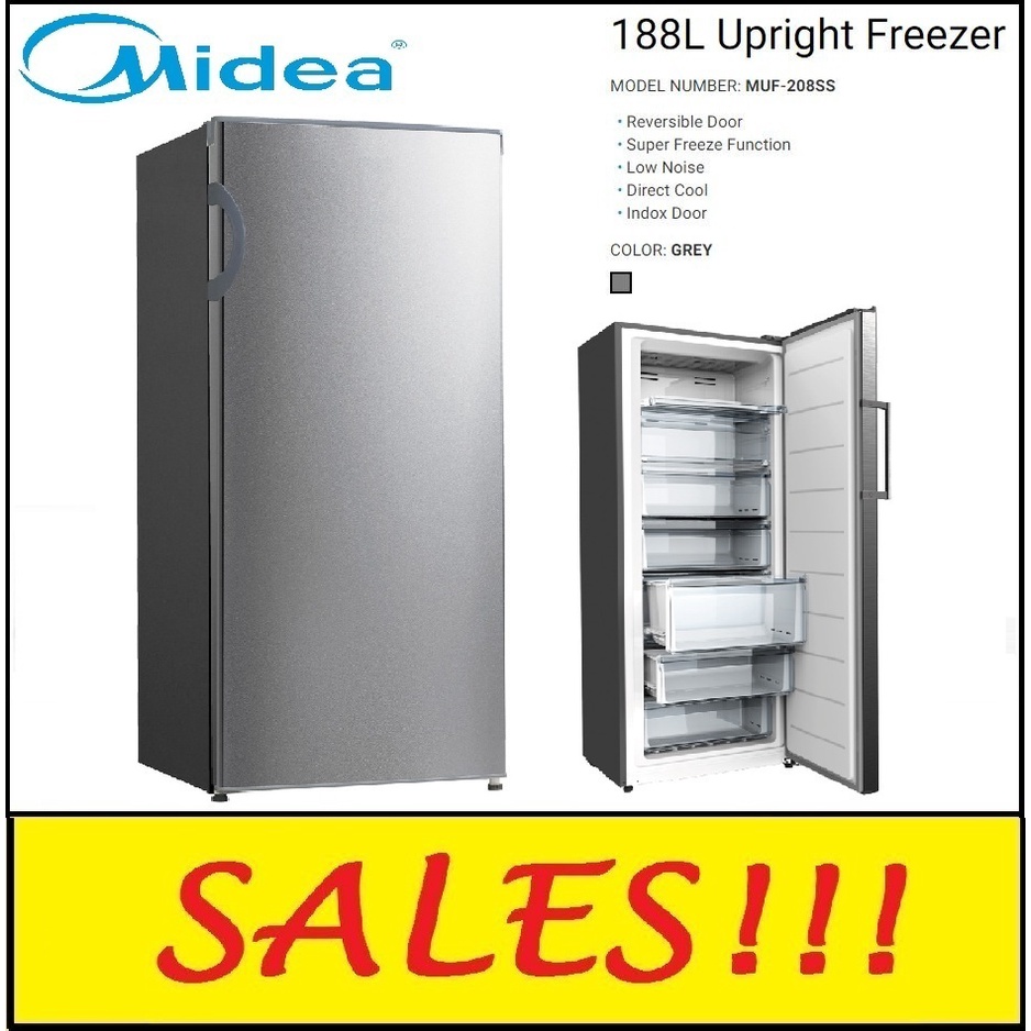 Midea 188L Upright Freezer | MUF-208SD, MUF208SD (Pembeku Dada ...