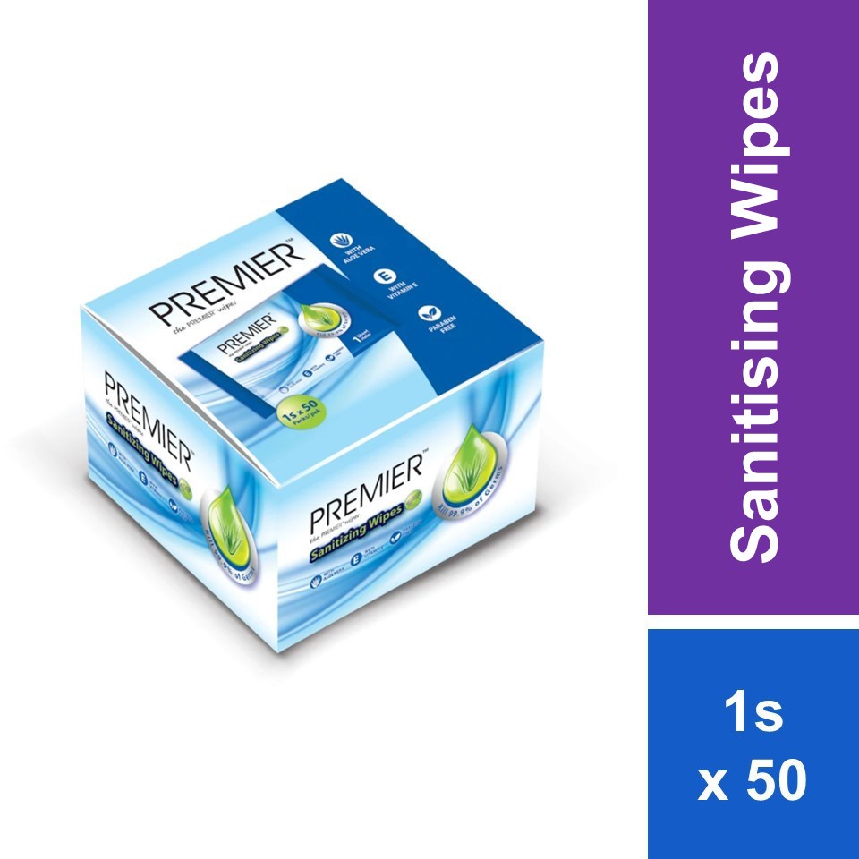 Premier Sanitizing Wipes 1 Sheets x 50Pkts/Box | Shopee Malaysia