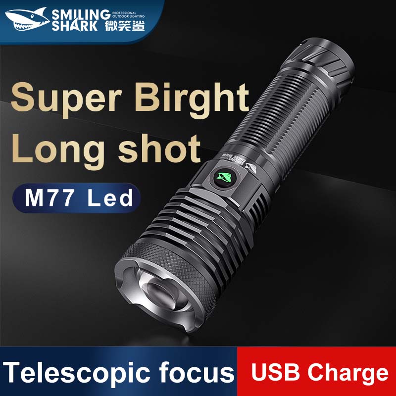 Smiling Shark SD5215 LED Torch Light Super Bright USB Rechargeable Zoom ...