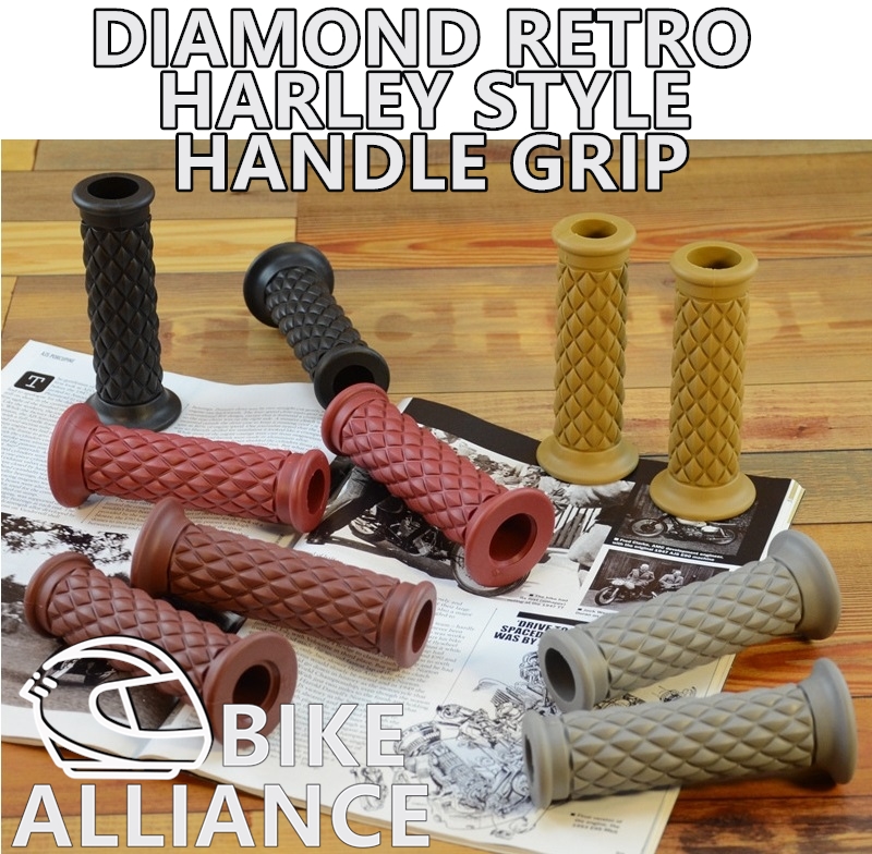 READY STOCK DIAMOND RETRO HARLEY STYLE HANDLE GRIP OLD SKOOL VESPA ...