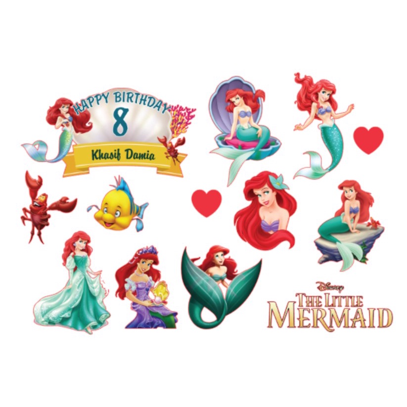 DISNEY ARIEL MERMAID Cake Topper Cupcake Topper Kek Topper | Shopee ...