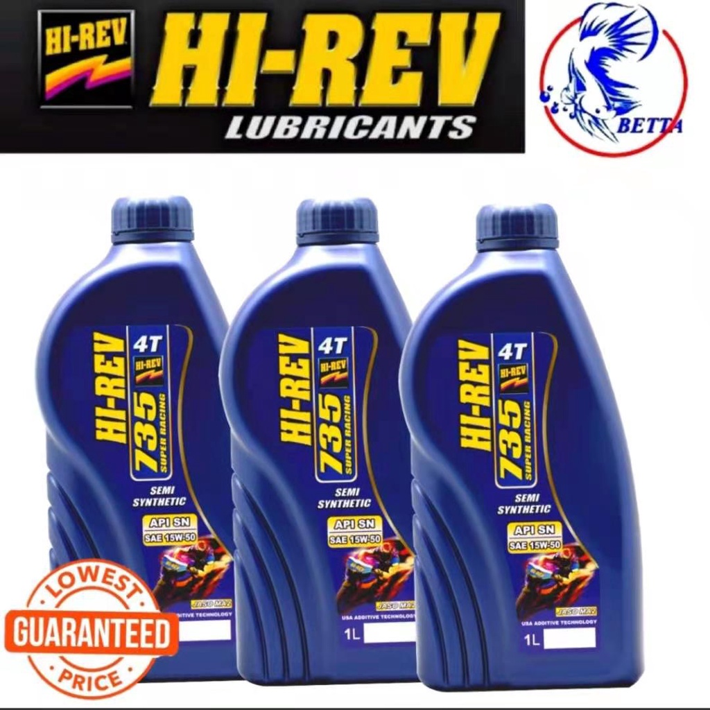 HI-REV HIREV 4T 735 (15W-50) SEMI SYNTHETIC SUPER RACING 1L 100%ORIGINAL -BETTA | Shopee Malaysia