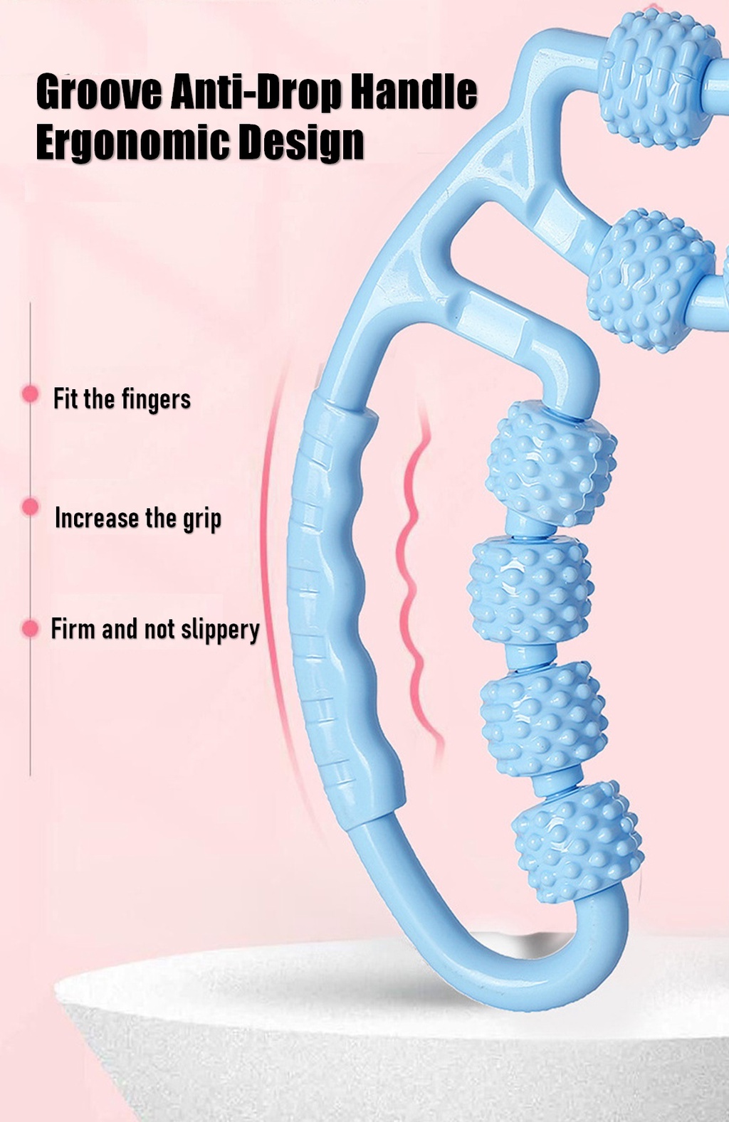 U Shape Yoga Massage Roller 12 Wheels 360 Degree Massager Trigger Point ...